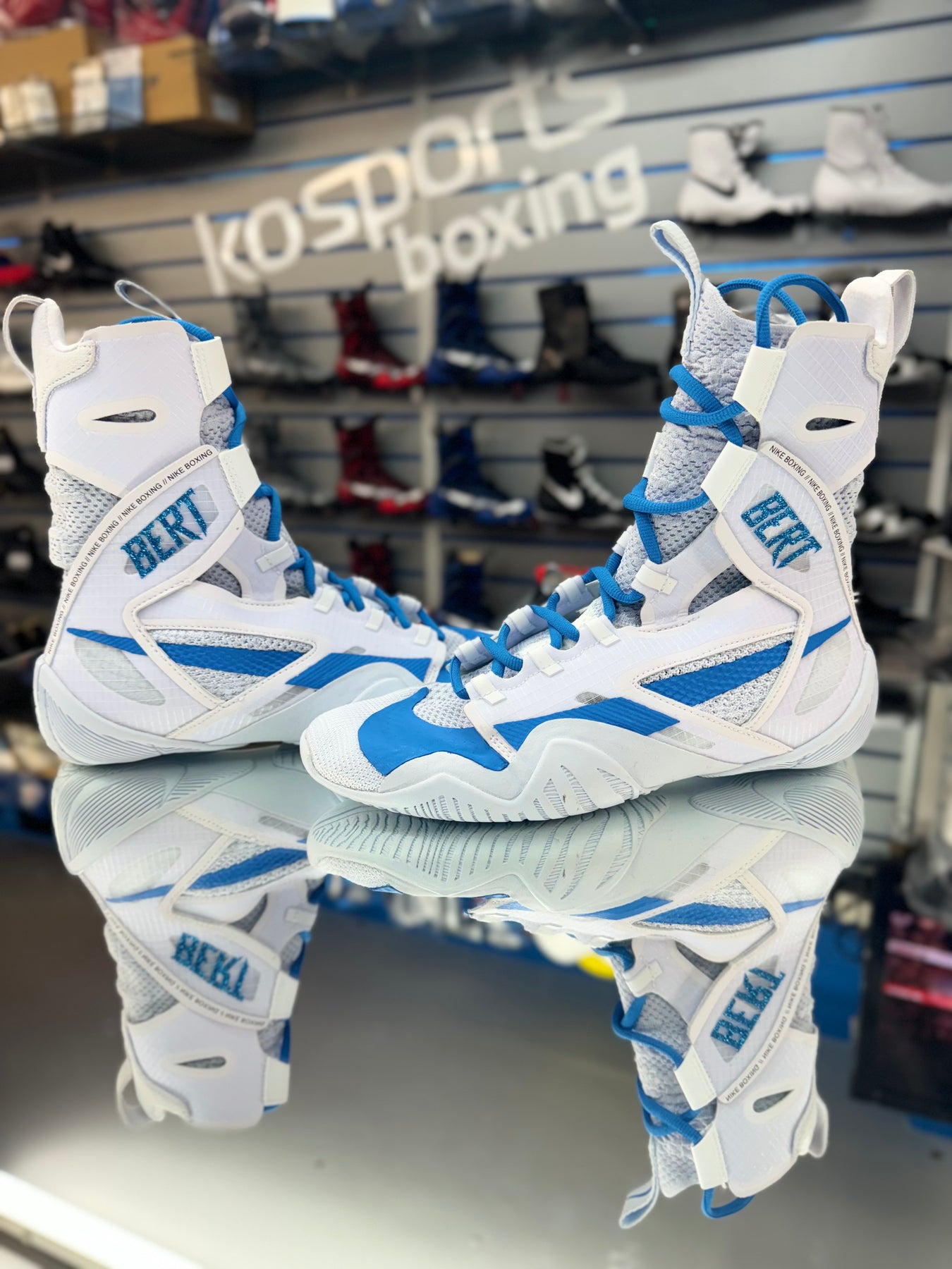 Custom Nike HyperKO 2.0 Fight Shoes WHITE BLUE – KO Sports UK