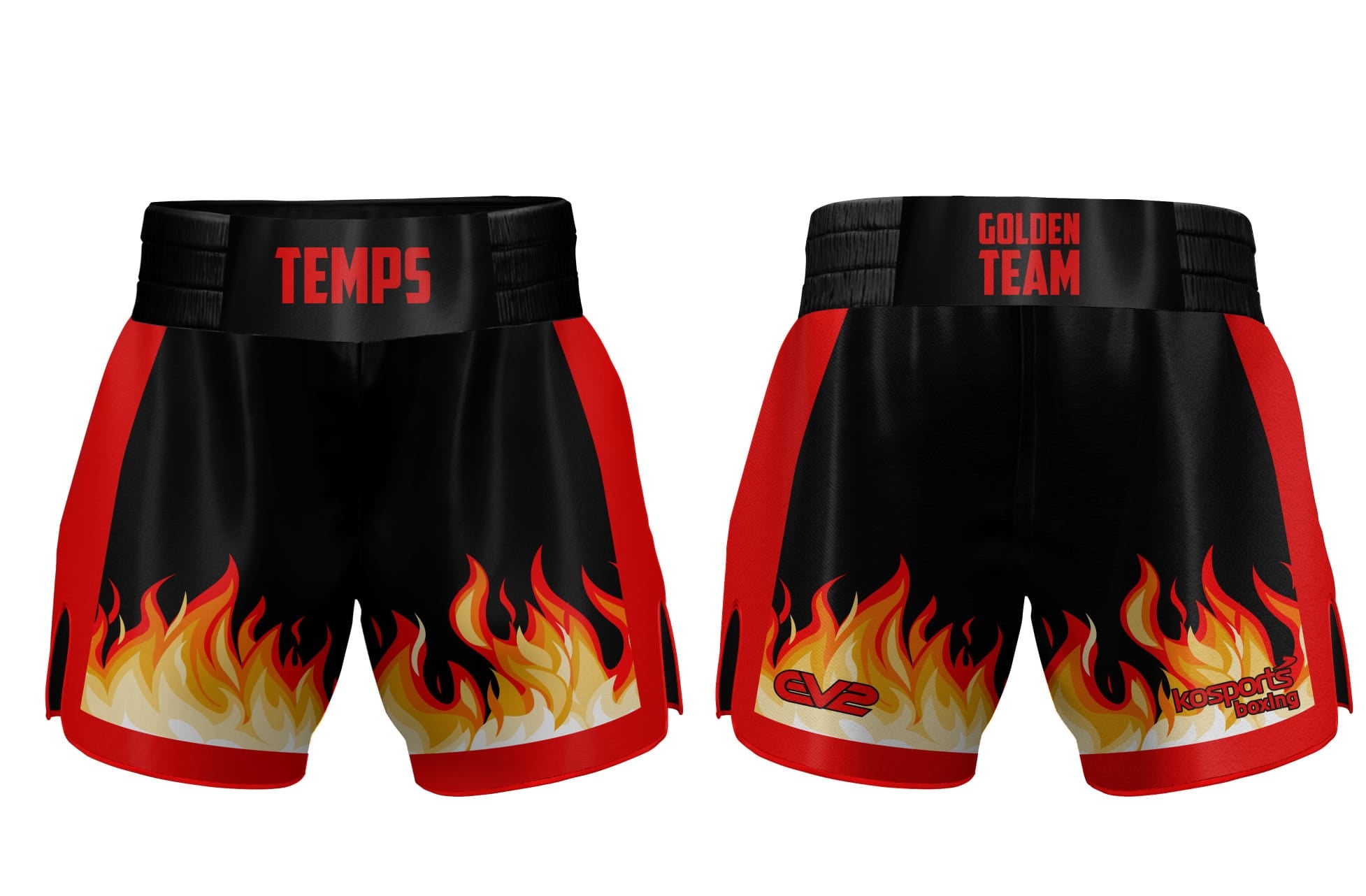 Black Flame Boxing Shorts – KO Sports UK